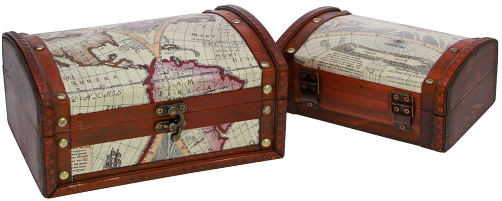 Set of 2 Vintage-Style Treasure Chest Wooden Storage Boxes | Arrowfile ...